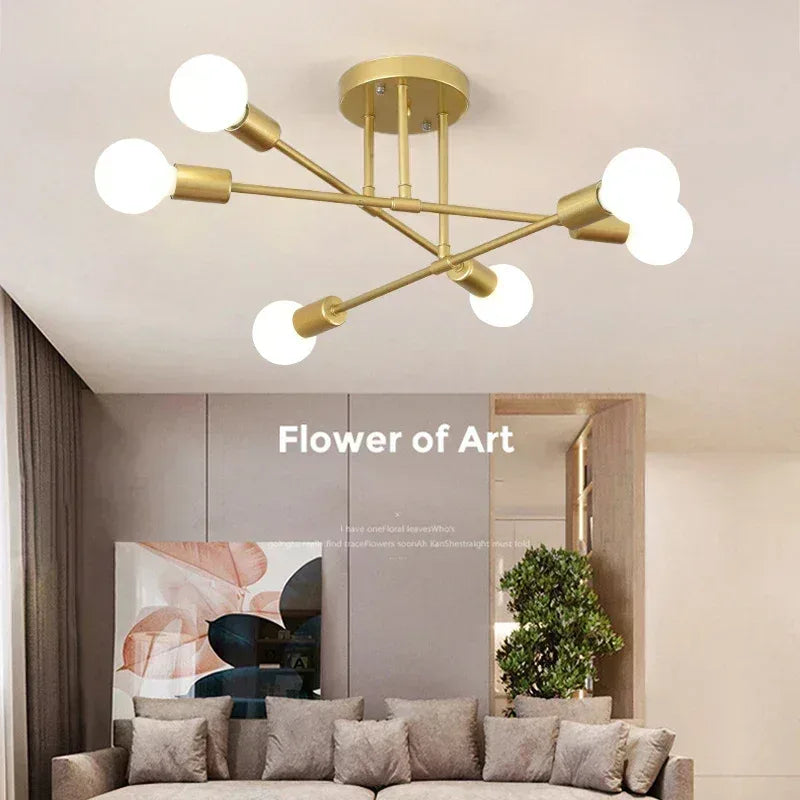 Retro Industrial 6-Head LED Ceiling Chandelier – Wrought Iron Modern L ...